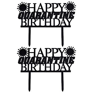 Amosfun Delicate Birthday Cake Decorations Acrylic Quarantined Cake Toppers Cake Picks Creative Dessert Fruit Insert Party Cake Favor (Black) for Party Cake Decortion