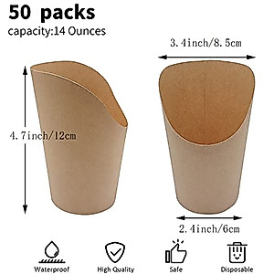 50 Pcs 14 Ounce French Fries Box, Disposable French Fries Cups for Baking Cakes Popcorn Ice Cream