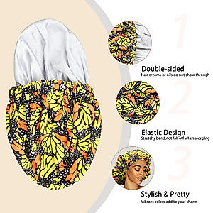 6 Packs Double Layer Satin Bonnet for Women Silk African Print Sleep Cap Head Scarf Large Head Wrap Soft Night Sleeping Hat Adjustable for Long Curly Natural Hair Braids