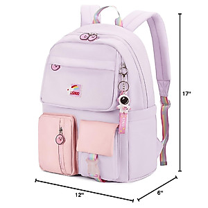 LISINUO Backpack for Girls Kids Schoolbag Children Bookbag Women Casual Daypack (Purple)