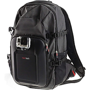 Navitech Action Camera Backpack & Red Storage Case with Integrated Chest Strap - Compatible with AKASO V50 Pro Action Camera