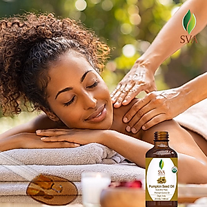 SVA Pumpkin Seed Oil Organic - 4 Fl Oz – 100% Natural Cold Pressed Organic Pumpkin Oil - for Face, Skin Care, Hair Care, Scalp Massage & Body Massage – Carrier Oil with Dropper