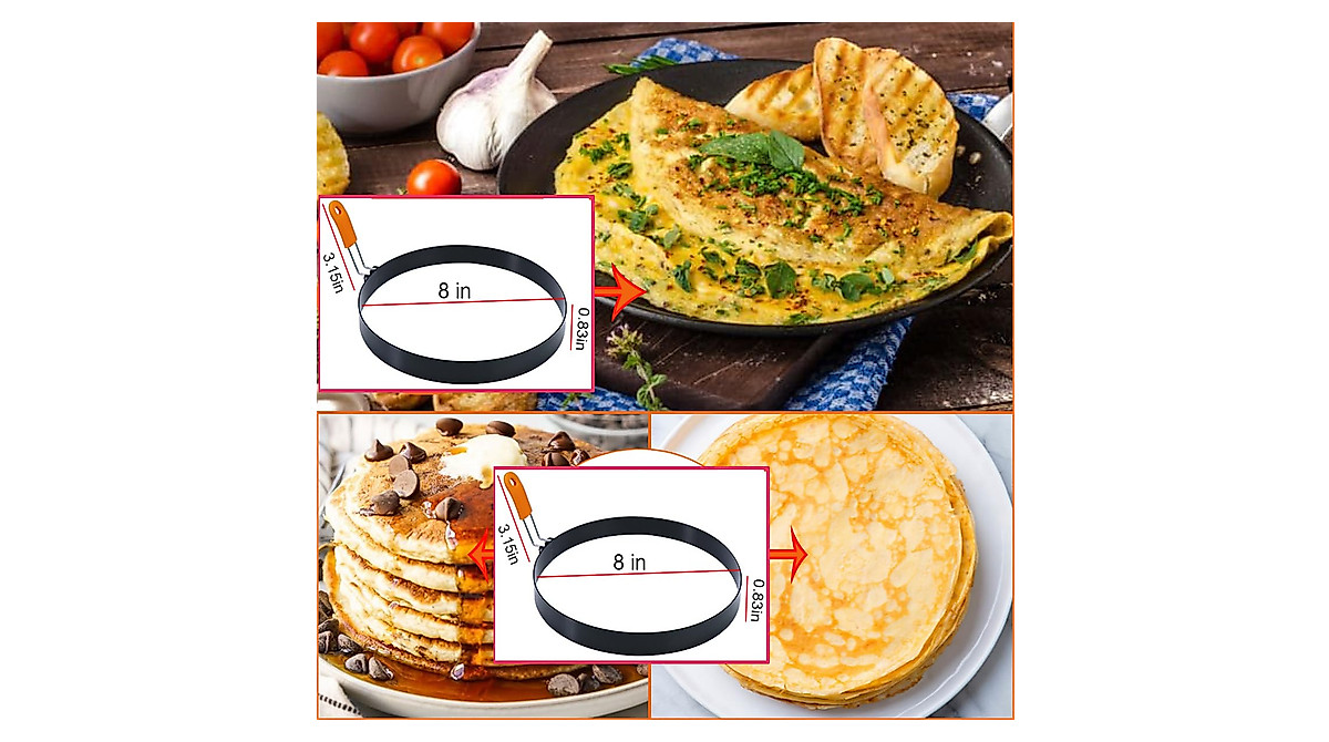 8 Inch Non-Stick Omelette Ring Set for Perfect Breakfasts
