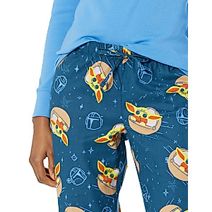 Amazon Essentials Disney | Marvel | Star Wars Women's Flannel Pajama Sleep Sets, Star Wars Grogu - Womens, Medium