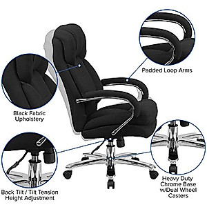Flash Furniture Hercules Series Swivel Office Chair with Loop Arms, Ergonomic High-Back Executive Chair with Padded Seat and Arms, Black