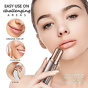 KRADAA Facial Hair Removal for Women: Painless Hair Removal Device - Portable Womens Facial Hair Remover for Face - Upper Lip Chin - USB Rechargeable Included 2 x Replacement Heads