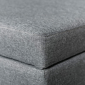 HOMCOM 42" Rectangular Storage Ottoman Bench, Linen Fabric Coffee Table Ottoman with Removable Tray for Living Room, Entryway, or Bedroom, Gray