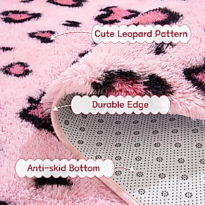 BENRON Pink Leopard Rugs, Soft Bedroom Rugs 4x6, Fluffy Living Room Rugs, Girls Room Decor Cheetah Print, Small Rugs for Dorm Apartment Foyer Entryway