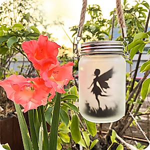 Alritz 2 Pack Solar Lantern Fairy Lights, Garden Ornament Lights - Outdoor Hanging Frosted Glass Mason Jar Lights for Tree, Table, Yard, Garden, Patio, Lawn (Color)