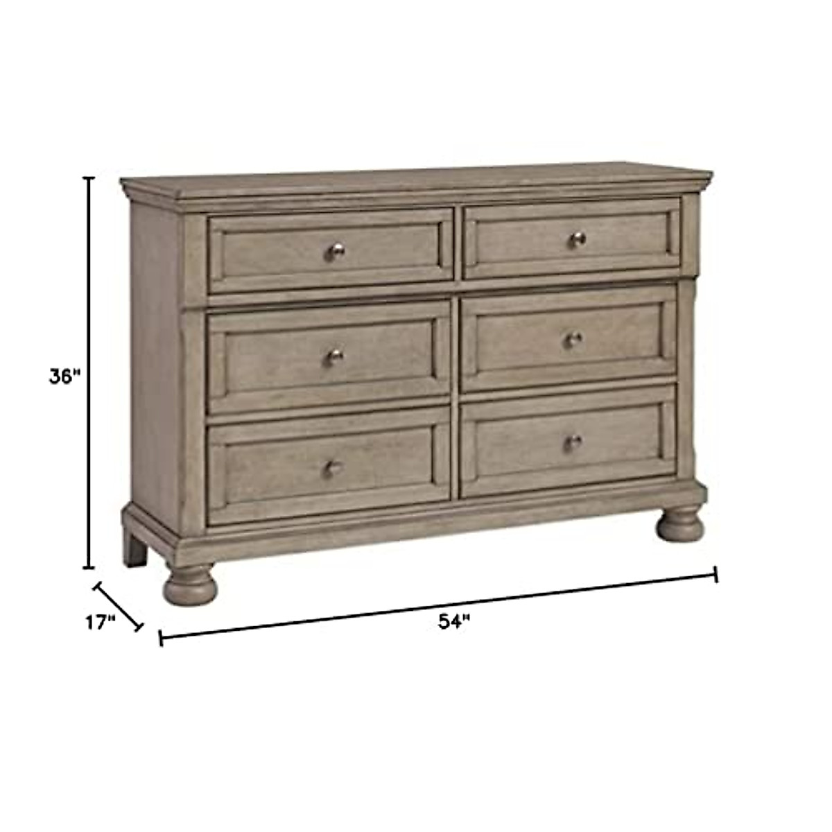 Signature Design by Ashley Lettner Traditional 6 Drawer Youth Dresser with Dovetail Construction, Light Gray