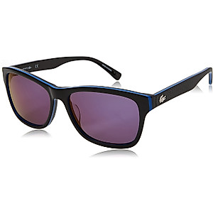 Lacoste L683S Square Sunglasses, Black/Blue/Black, 55 mm