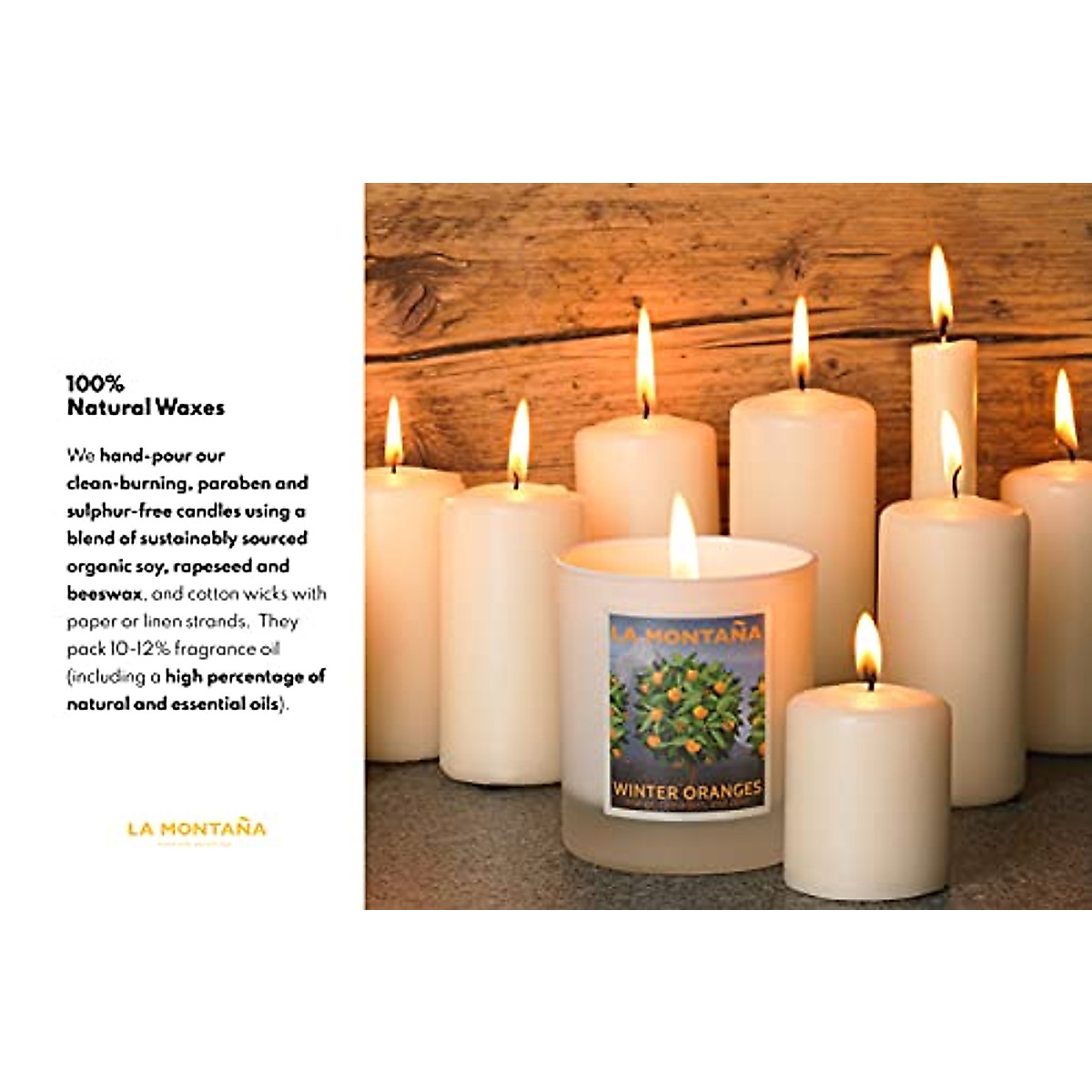 La Montaña Winter Oranges | Luxury Home Scented Candles Inspired by Spain | Natural Wax | Valencia Orange, Cinnamon, Red Apple, and Clove