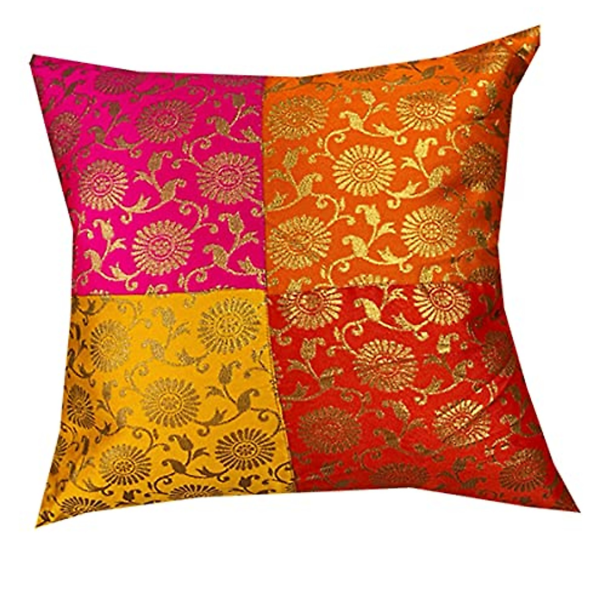 Pinkparrot dopian Silk Multi Colour Cushion 16x16 inch Set of 5 pc-c11a