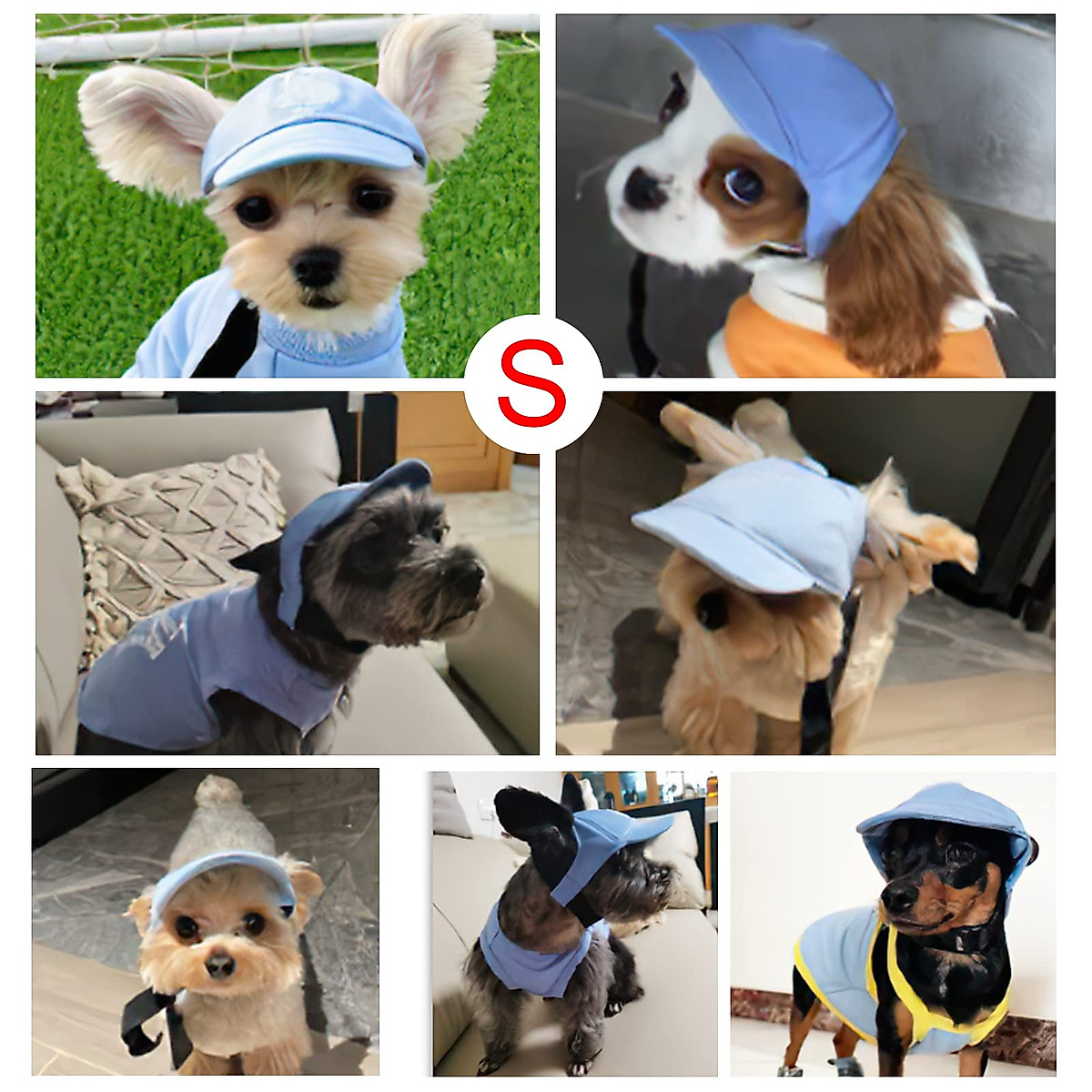 Yikeyo Dog Hat for Small Dogs Dog Sun Hats with Ear Holes, Pet Puppy Baseball Cap for Summer Dog Visor Caps (Small, Blue)
