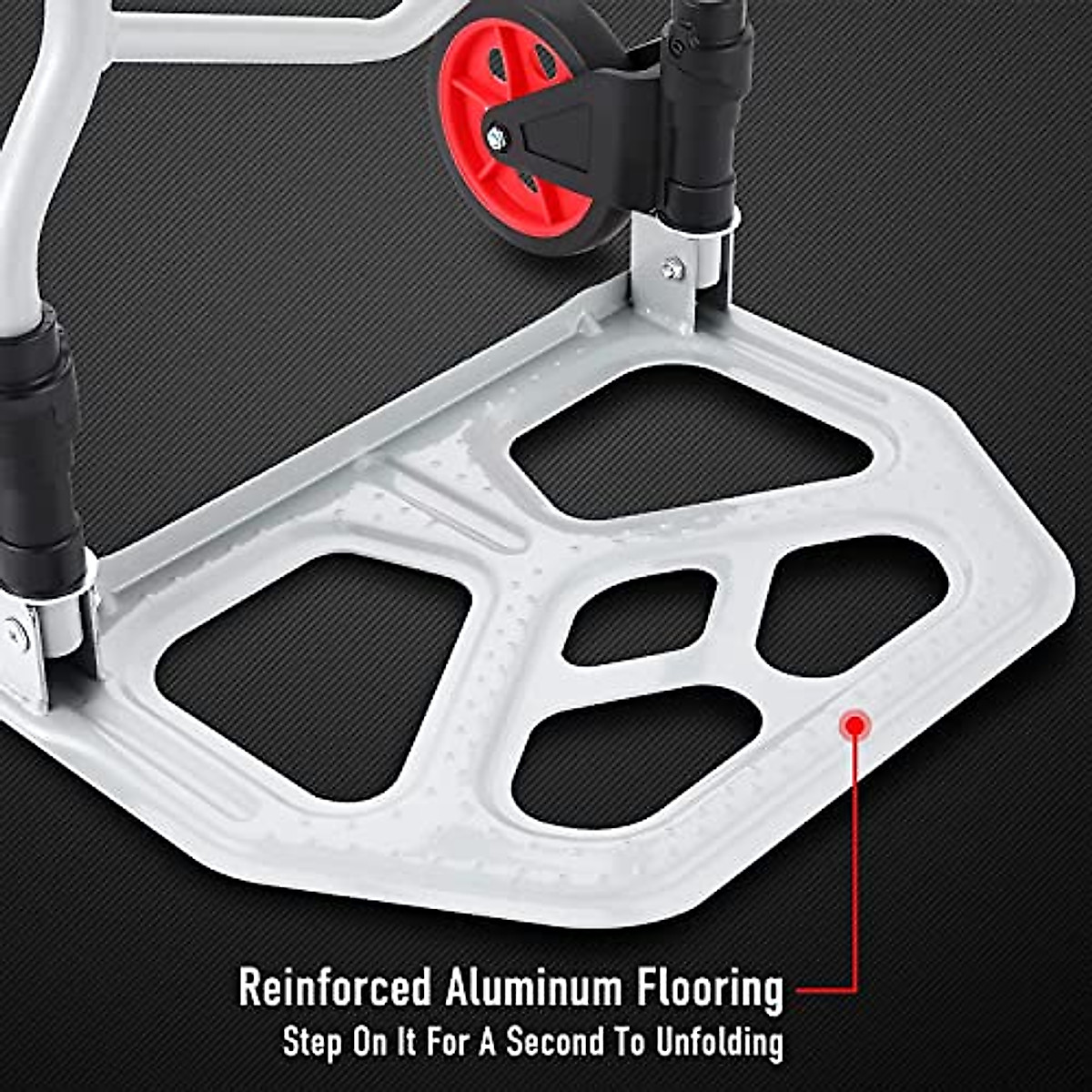 CooTool Folding Hand Truck and Dolly, 265 lb Capacity Aluminum Portable Cart with Telescoping Handle and PP+EVA Wheels