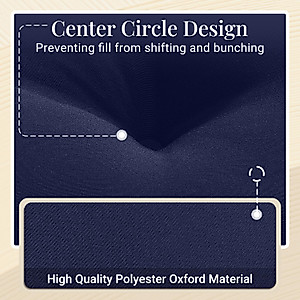 downluxe Round Outdoor Chair Cushions, Waterproof Memory Foam Bistro Patio Furniture Cushions 15" x 15", Navy, 4 Pack for Home Garden Furniture Decoration