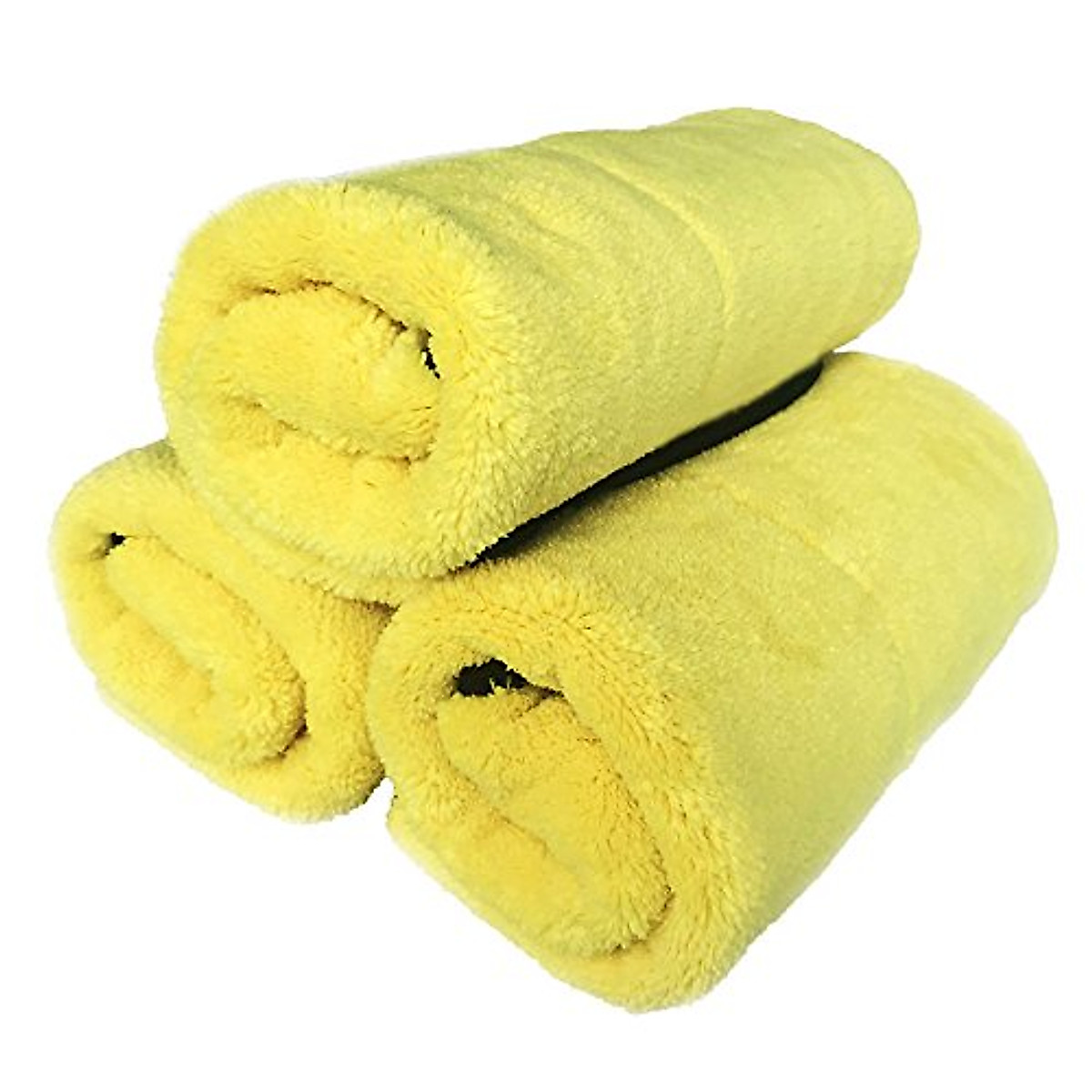 AutoCare 920GSM Super Thick Microfiber Car Cleaning Cloth Detailing Towel 15'' x 17.7'' (Yellow/Gray-3PCS)