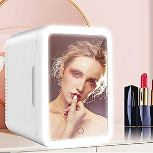 Mini Portable Compact Personal Fridge Cooler, 4 Liter Capacity Chills for Women Teen Girls, 12V LED HD Cooler and Warmer Sealed Beauty Refrigerator for Makeup Storage