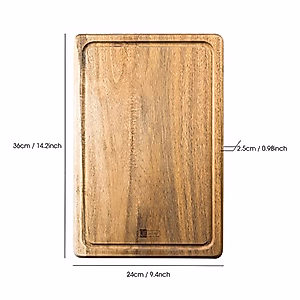 JF JAMES.F Acacia Wood Cutting Board 14 x 9.5 inch, 1 inch Thick Hardwood Cutting Board with Juice Groove Wooden Chopping Board for Kitchen