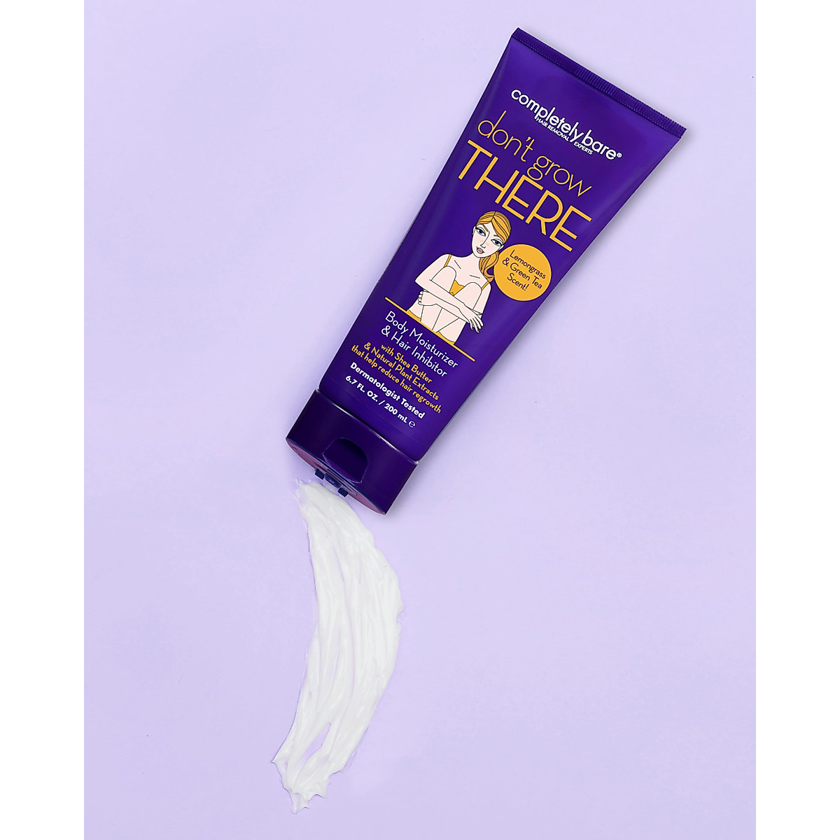 Completely Bare don't grow THERE Body Moisturizer & Hair Inhibitor - Shea Butter & Hair Minimizers 6.7 FL OZ
