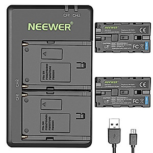 NEEWER 2-Pack 6600mAh Li-ion Replacement Battery with USB Charger, Compatible with Sony NP-F970 F960 F950 F770 F750 F570 F550 Handycams and NEEWER Led Light, Monitor, Motorized Slider