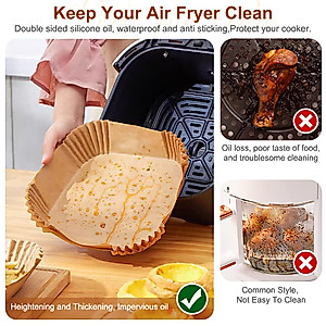Air Fryer Disposable Paper Liner Square, 100PCS 6.5 inch Non-stick Air Fryer Liners, Baking Paper for Air Fryer Oil-proof, Water-proof, Food Grade Parchment for Baking Roasting Microwave