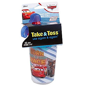 The First Years Plastic Disney Take & Toss Sippy, 10 Ounce, 3 Pack Cars