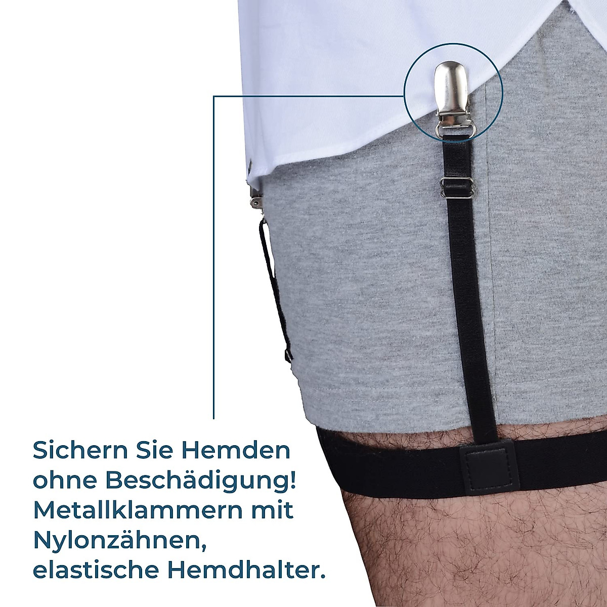 Adjustable Shirt Garters with Locking, Non-Slip Clips (1-Pair) For Men And Women By Comfy Deluxe - Elastic Shirt Stays With Clip, Easy To Wear & Keep Shirts Tucked In, For All Types Of Shirts