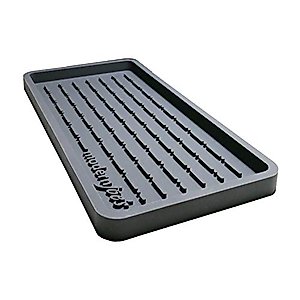 Sponge Holder - Sink Caddy Organizer - Kitchen Bath Vanity Tray - Soap, Cleaning Brush, and Scouring Pad Multi-use Silicone Tray – Non-Slip, Heat Resistant and Dishwasher Safe – 11” X 5.5” - Gray