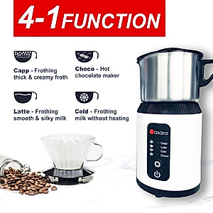 Casara Milk Frother and Steamer Machine, Warm and Cold Milk Foamer,Professional Frothing Standard,4-in-1 Functions,Dishwasher Safe,27oz Detachable Foam Maker for Latte,Cappuccinos,Hot Chocolate