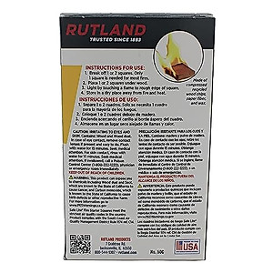 Rutland Products Safe Lite Fire Starter Squares, 24 squares - 50C