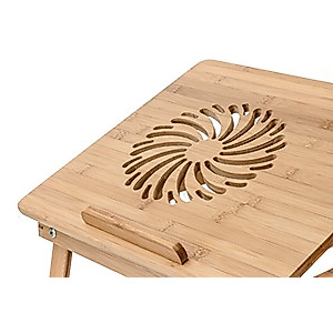 Aleratec Natural Bamboo Multi-Functional Adjustable Laptop Stand | Up to 15in | Ideal for Tablet/ Monitor/ Laptop Cooling Portable Table for Home Office