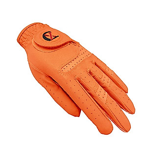 XEIRPRO Premium 4 Pack All Weather Golf Gloves for Men Worn On Right Hand for Left Handed Golfer- Comfort and Secure Fit Ultra Grip Leather Soft Flexibility (Small, Orange)
