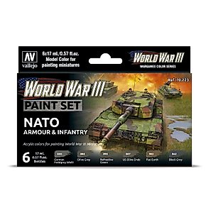 Vallejo VAL70223 AV Model Color Set-WWIII NATO Armour&Infanrty (6), 17 ml (Pack of 6)
