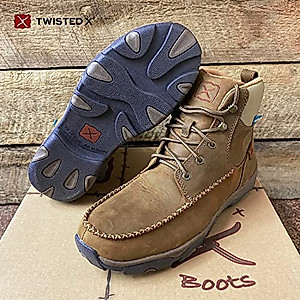 Twisted X Men's 6" Hiking Boot - Work Hiker Boots Crafted with Full-Grain Leather Upper, Three-Quarter Length Composite Insole, Compression EVA Midsole, and Rubber Outsole, Distressed Saddle, 9.5(M)