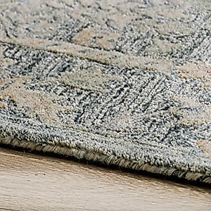 Trade AM Ox Bay Hand Tufted Traditional Abstract Floral Wool Area Rug, Slate Blue, 9' x 12' (Alice-AB)