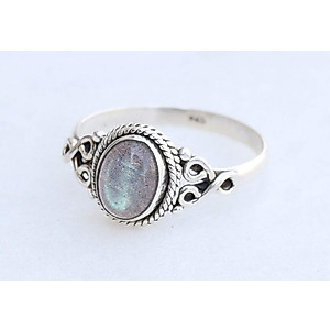 Labradorite Stone Ring 925 Sterling Silver Statement Ring For Women Handmade Rings Gemstone Christmas Promise Ring Size US 9 Gift For Her