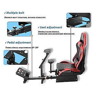 Anman G920 Racing Simulator Cockpit With Gaming Seat Fit for Logitech G25 G27 G920 G29, Thrustmaster Tx 458, T500 RS,PC, PS4 Adjustable Racing Simulator Mount Wheel Shifter Pedals NOT Included