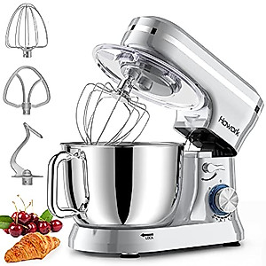 HOWORK Electric Stand Mixer,10+p Speeds With 6.5QT Stainless Steel Bowl,Dough Hook, Wire Whip & Beater,for Most Home Cooks,Silver