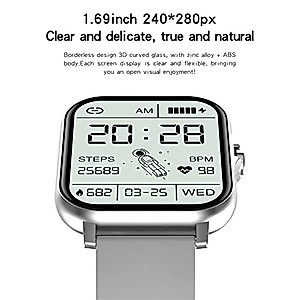 Yanvan Smart Watch for Men Women, Full Touch Screen Waterproof Activity Tracker Watch, Outdoor Sport Watches, Blood Oxygen Heart Rate Sleep Monitor (Silver)