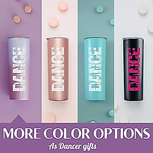 Onebttl Dancer Gifts for Girls, Teens, Her - Dance - 20oz/590ml Stainless Steel Insulated Tumbler with Straw, Lid - Dance Themed Recital Gifts for Women - (Purple-Pink)