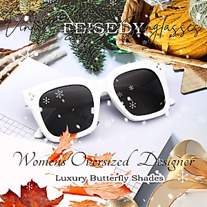 FEISEDY Vintage Oversized Square Sunglasses Womens Trendy Luxury Big Sun Glasses UV400 Protection Gradient Shades B2486