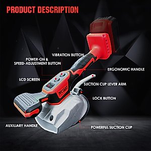 Cordless Tile Vibration Leveling Machine,for Milwaukee 18V Battery, Tile Vibrator Tool with 8 Adjustable Speed & Superior Suction & Digital Display