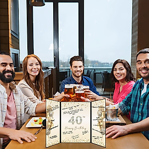 DARUNAXY Black Gold 40th Birthday Party Decorations, Happy 40th Birthday Alternative Signature Guest Book for Men Women 40 Years Old Table Sign Picture Frame Gift 40 Birthday Card Board Party Supplies