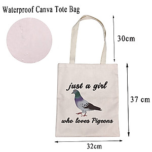 MBMSO Pigeon Tote Bag just a Girl who Loves Pigeons Gifts for Women Pigeon Lover Gift Shoulder Shopping Bag Bird Owner Gifts (Pigeons tote bag)