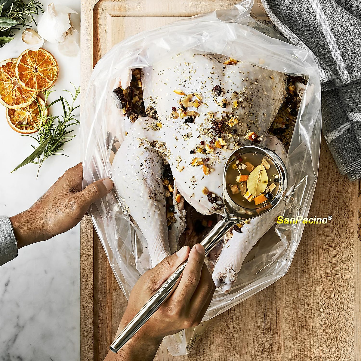 SanPacino Brine Bag,12 Pack 4Mil 20"x30",Turkey Brine Bag with 50lb Wet Load Capacity,Brining bag Food Grade BPA Free,5 Gallon Bucket Liner Extra Heavy Duty Leak Proof