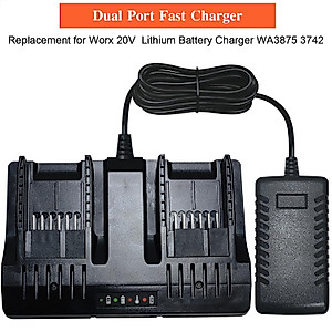 UNGINO WA3875 Replace Worx 20v Lithium Battery Charger Compatible with Worx 20v Batteries Wa3757 Wa3578 WA3525 Wa3522 WA3544 Etc