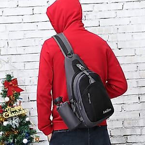 AmHoo Sling Backpack Chest Shoudler Crossbody Bag Water Resistant Hiking Daypack Small Black