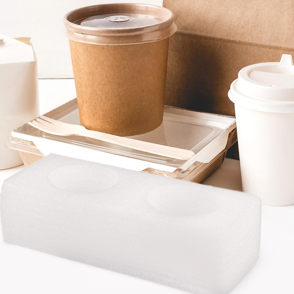 Cabilock 2pcs Takeaway Cup Holder Floating Drink Holder for Pool Coffee to go Carrier Bowl Racks Disposable Coffee Cups Coffee Cup Carrier Tray White epe Pearl Cotton Packing car take