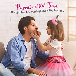 Jeowoqao Princess Dress up Shoes,Girls Dress up Shoes Princess Dress Up Pretend Play Set 4 Pair of Princess Shoes, Princess Dresses Princess Cape Jewelry Toys for Toddler Girls Age 3 4 5 6 Years Gift